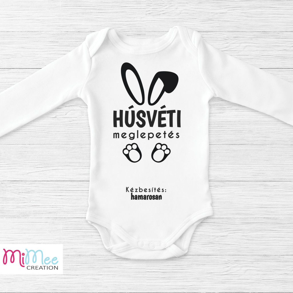 Húsvéti meglepetéses baba bejelentő body - Mimee creation